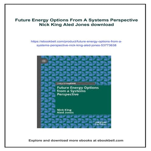 Future Energy Options From A Systems Perspective Nick King Aled Jones | PDF