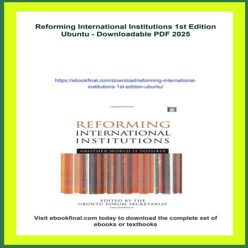 Reforming International Institutions 1st Edition Ubuntu | PDF