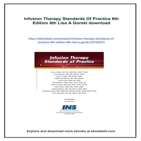 Infusion Therapy Standards Of Practice 8th Edition 8th Lisa A Gorski | PDF