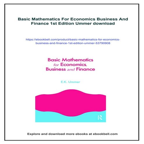 Basic Mathematics For Economics Business And Finance 1st Edition Ummer | PDF