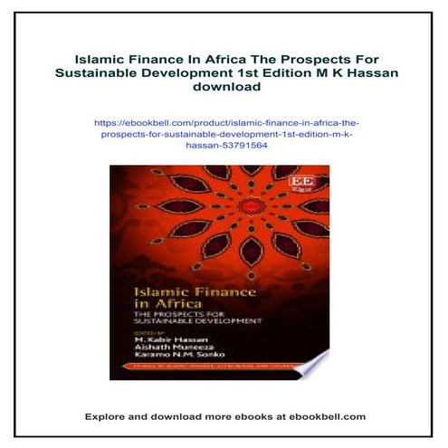 Islamic Finance In Africa The Prospects For Sustainable Development 1st Edition M K Hassan | PDF
