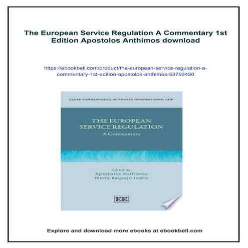 The European Service Regulation A Commentary 1st Edition Apostolos ...