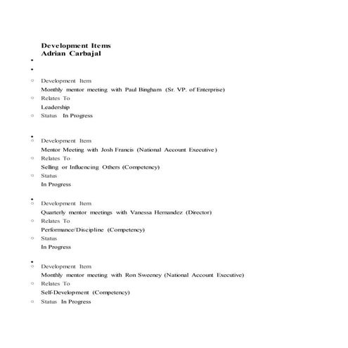 Development Items | DOCX
