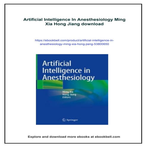 Artificial Intelligence In Anesthesiology Ming Xia Hong Jiang | PDF