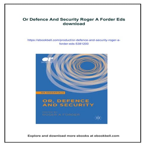 Or Defence And Security Roger A Forder Eds | PDF