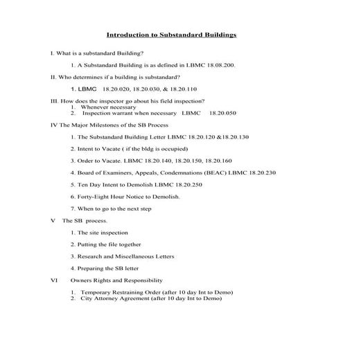 Introduction to Substandard Buildings | DOC