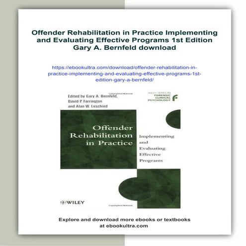 Offender Rehabilitation in Practice Implementing and Evaluating Effective Programs 1st Edition ...