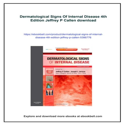 Dermatological Signs Of Internal Disease 4th Edition Jeffrey P Callen | PDF