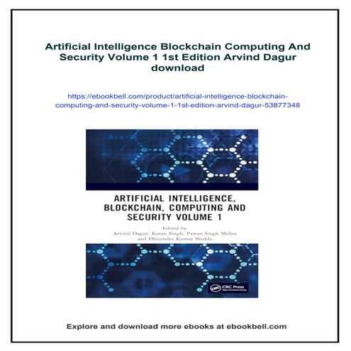 Artificial Intelligence Blockchain Computing And Security Volume 1 1st Edition Arvind Dagur | PDF