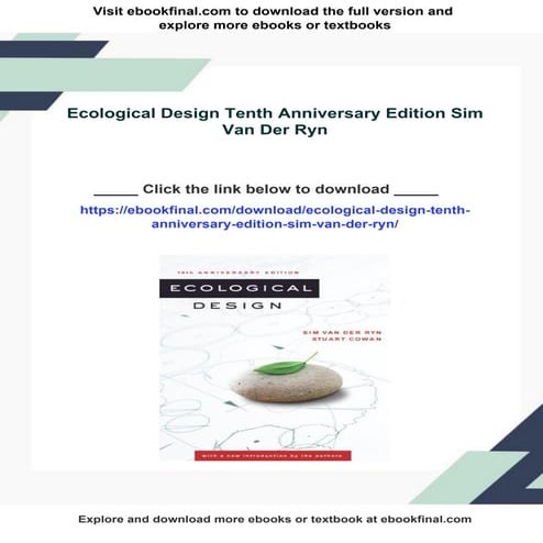 Ecological Design Tenth Anniversary Edition Sim Van Der Ryn | PDF