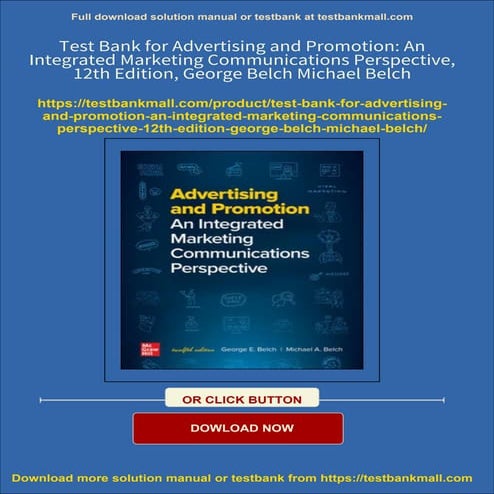 Instant download Test Bank for Advertising and Promotion: An Integrated ...