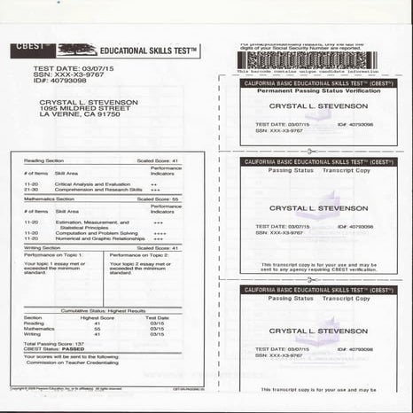 CBEST Passing Results | PDF