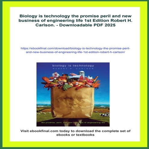 Biology is technology the promise peril and new business of engineering ...