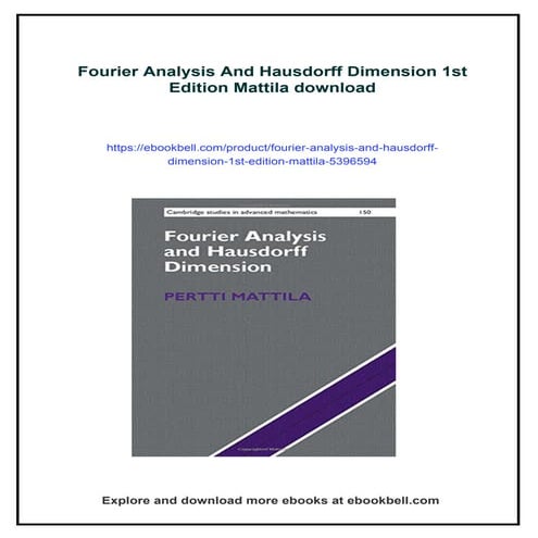 Fourier Analysis And Hausdorff Dimension 1st Edition Mattila | PDF