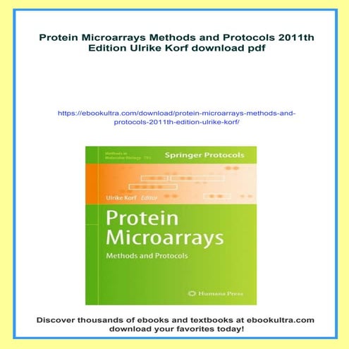 Protein Microarrays Methods and Protocols 2011th Edition Ulrike Korf | PDF