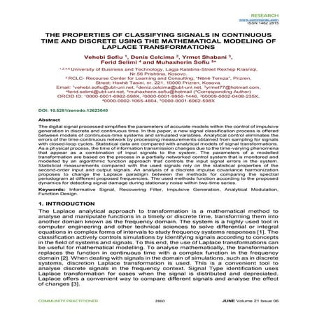 THE PROPERTIES OF CLASSIFYING SIGNALS IN CONTINUOUS TIME AND DISCRETE ...