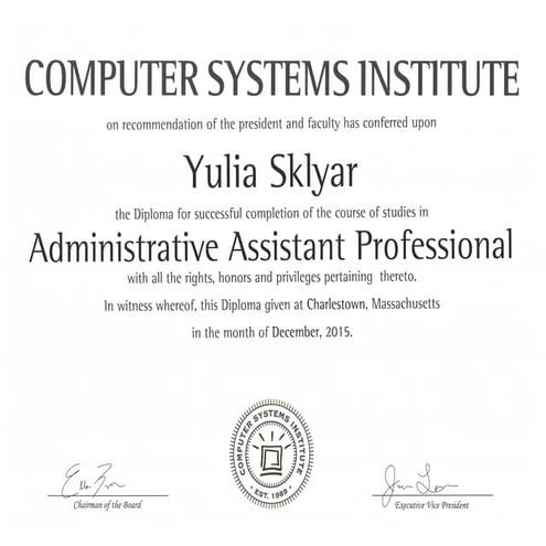 CSI Certificate - Administrative Assistant Professional | PDF