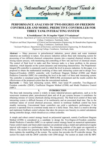 SYSTEM IDENTIFICATION AND MODELING FOR INTERACTING AND NON-INTERACTING TANK SYSTEMS USING ...