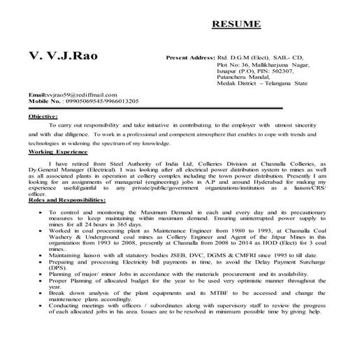 Bio Data VVJRao (Raja) | DOCX