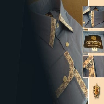 Benjamin's British Bespoke; Saxe Poplin with Trimmed Designer Collar ...