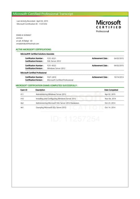 Microsoft Certified Professional Transcript.PDF