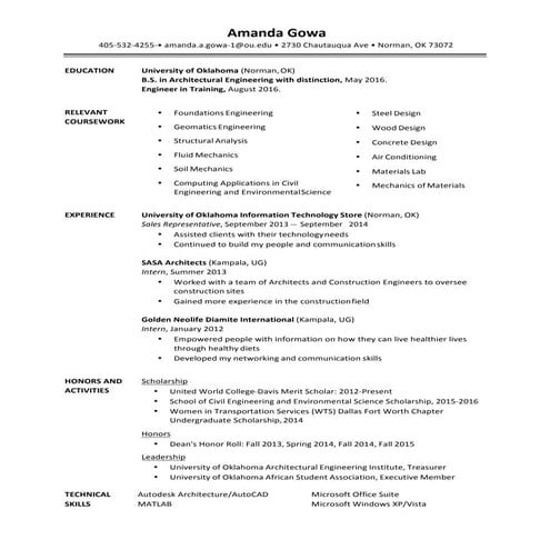 Amanda Gowa- Resume(recent) | PDF