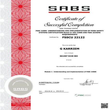 SABS CERTIFICATE | PDF