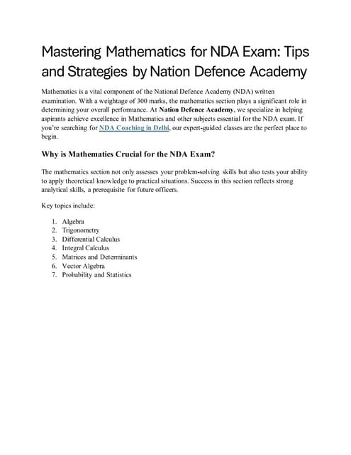 The Evolution of NDA: A History of Excellence in Defence Training | PDF