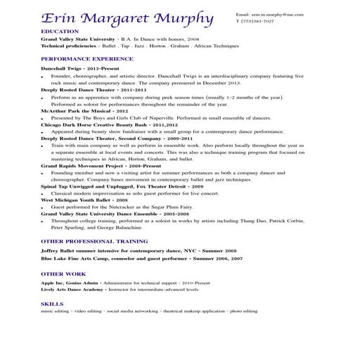 Official Dance Resume | PDF