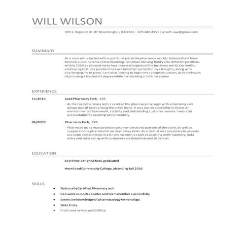 Will Wilson Resume | PDF