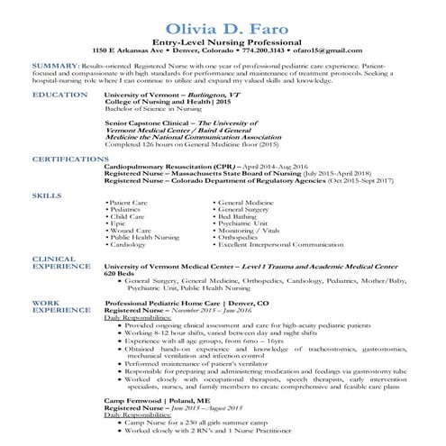 Olivia Faro RN Resume June 2016 | DOCX
