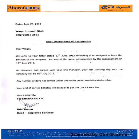 Experience Letter Sharaf DG Electronics | PDF