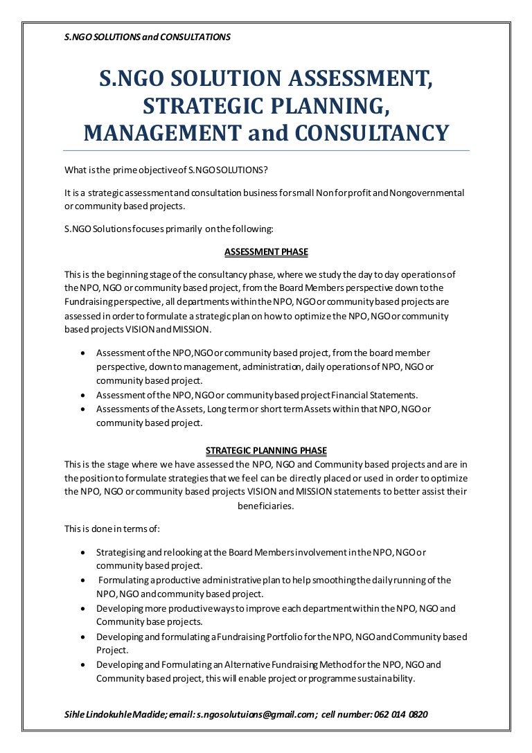 BUSINESS PLAN FOR NPOs and NGOs