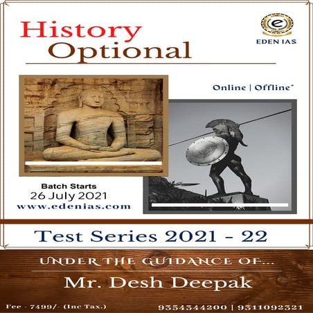 BEST HISTORY OPTIONAL TEST SERIES FOR UPSC | PDF
