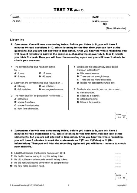 17 Legacy B1_1 Test 3B.doc | Family Travel | Travel Type
