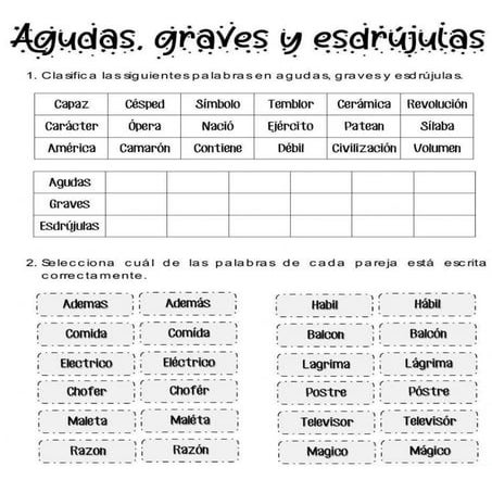 CLASIFICACIÓN DE PALABRAS AGUDAS, GRAVES Y ESDRÚJULAS | PDF