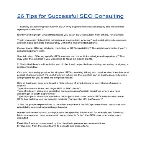26 tips for successful SEOconsulting | PDF