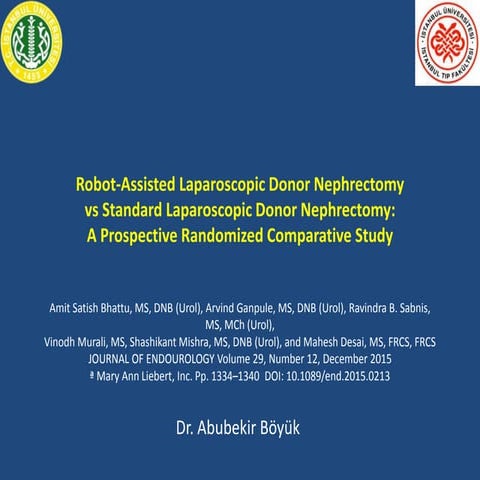 Robot-Assisted Laparoscopic Donor Nephrectomy vs Standard Laparoscopic ...