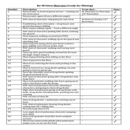 Reality - Shot List | DOCX
