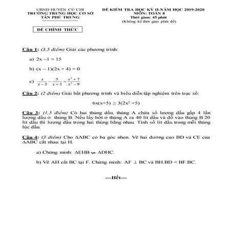 Đề Thi HK2 Toán 8 - THCS Tân Phú Trung | DOCX