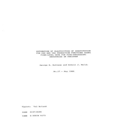 Estimation of Elasticities of Substitution for CES and VES Production Functions | PDF