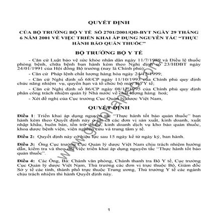 2701 2001 qđ-byt về việc triển khai áp dụng nguyên tắc “thực hành bảo ...