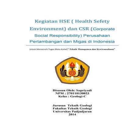 270110130023 supriyadi kegiatan csr dan hse dalam perusahaan dan migas ...