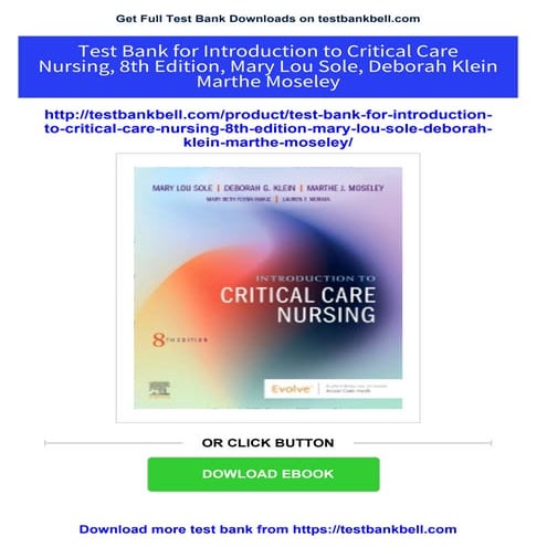 Test Bank for Introduction to Critical Care Nursing, 8th Edition, Mary ...