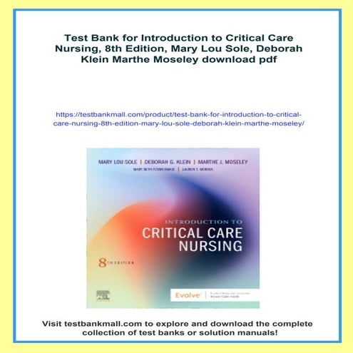 Test Bank for Introduction to Critical Care Nursing, 8th Edition, Mary ...