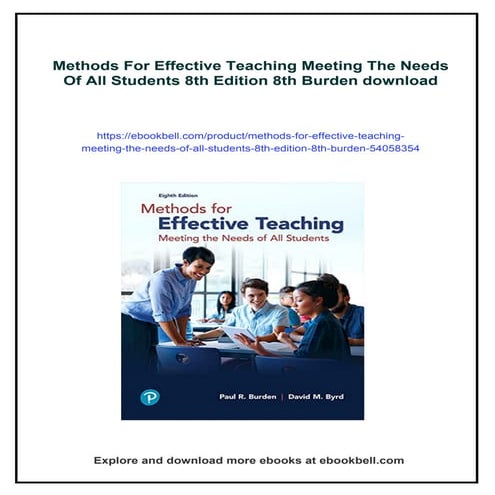 Methods For Effective Teaching Meeting The Needs Of All Students 8th Edition 8th Burden | PDF