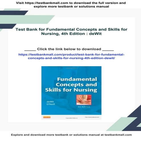 Test Bank for Fundamental Concepts and Skills for Nursing, 4th Edition ...