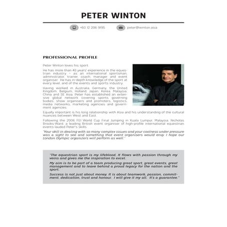 PETER WINTON- RESUME | PDF