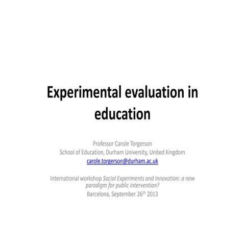Applying Experimental Designs To Large-Scale Program Evaluation ...