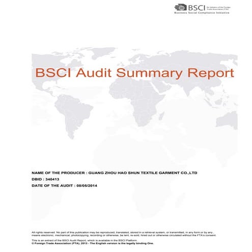 BSCI Audit Report Haoshun | PDF